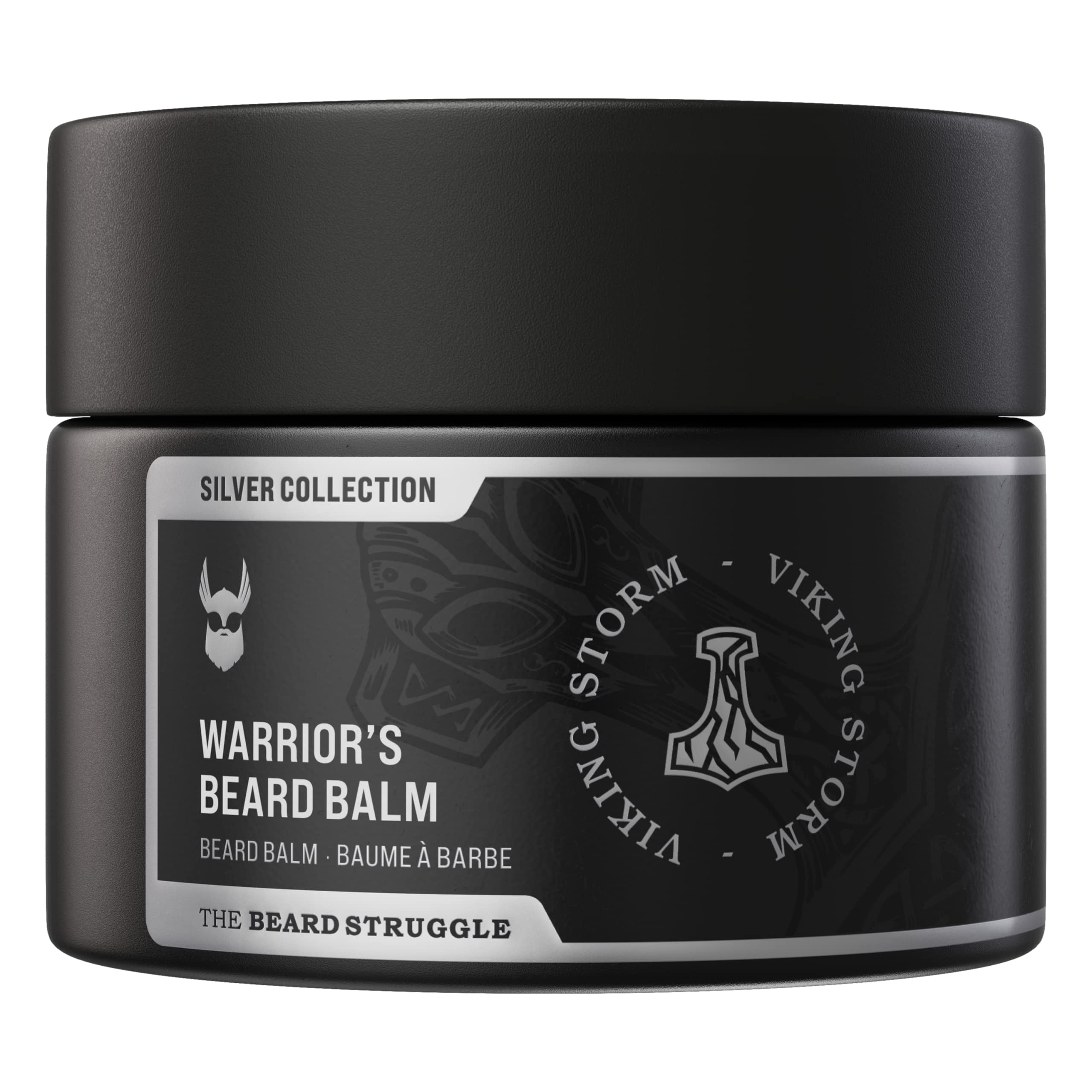 The Beard Struggle Warriorās Beard Balm - Silver Collection, Viking Storm - Non-Greasy Low-Hold Formula, Luxurious Cologne-Grade Fragrances 100% Natural Ingredients - 50g / 1.76 US. oz.