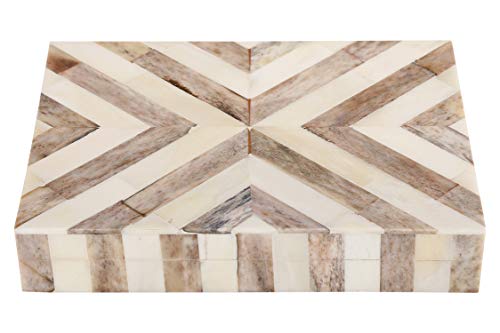 Handicrafts Home Chevron Pattern Brown White Jewelry Organizer and Storage Box for Women Girls Gift Wrap Boxes 8x5x1.5