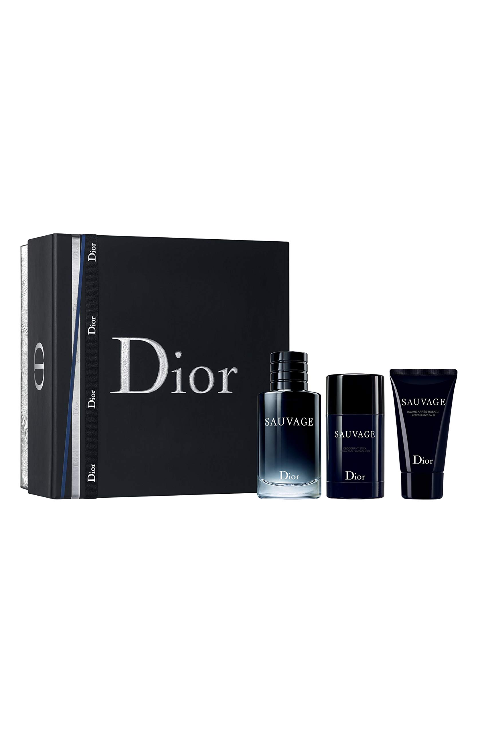 Dior Sauvage 3 Piece Gift Set for Men (3.4 Eau De Toilette + 1.7 After Shave + 2.6 Deodorant Stick), 7.7 Ounce, Multi