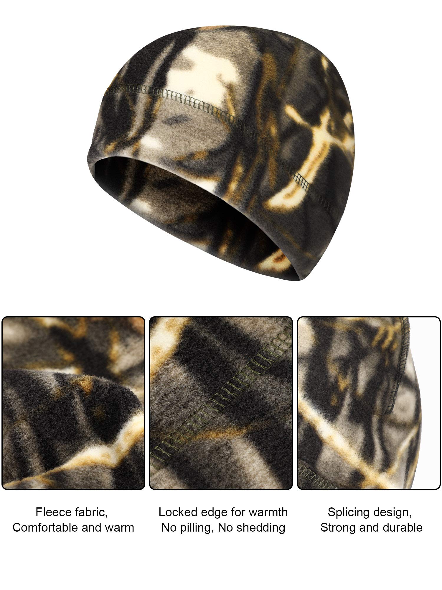 3 Pieces Winter Warm Skull Cap Soft Polar Fleece Beanie Hat Thick Windproof Watch Cap Skiing Outdoor Cap for Men Women (Dark Blue, Black, Camouflage)