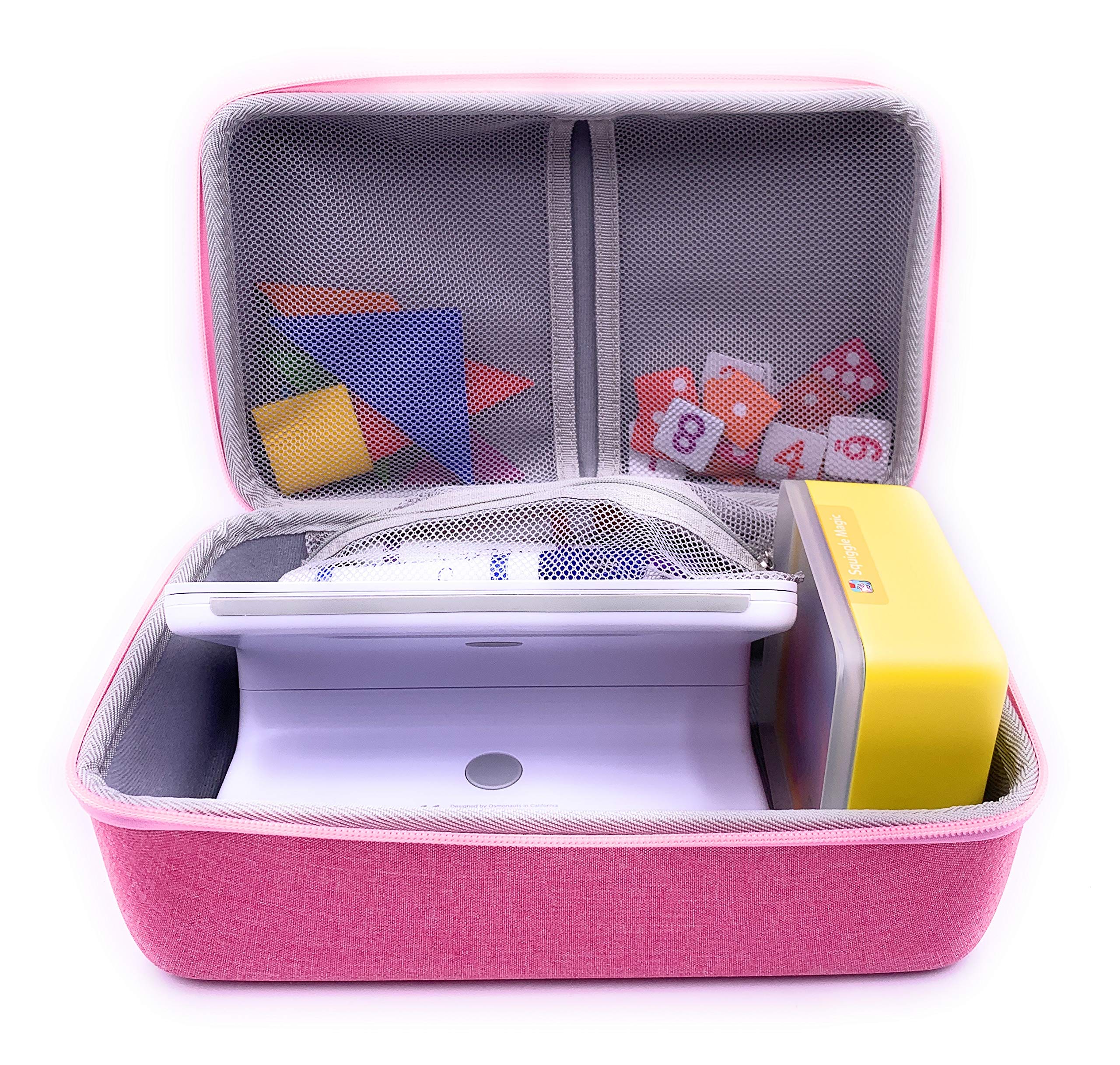 Xcivi Hard Carrying Case for Osmo Fire Tablet Little Starter/Genius Starter Kit with Fire Tablet Base, Storage Organizer for OSMO Fire Base/Numbers/Words/Tangram (Pink)