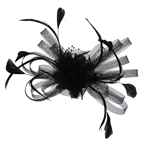 7 Colors Hats Women Flower Feather Hats Retro Bridal Hair Accessories Party Black