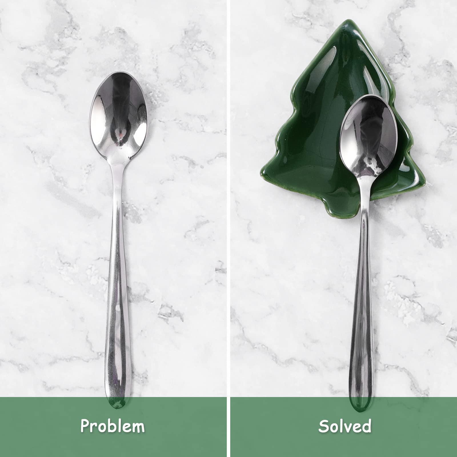 Whaline 4Pcs Christmas Coffee Spoon Rest Ceramic Teaspoon Holder mas Tree Shaped Sauce Dishes Seasoning Dipping Bowl Christmas Ring Dish for Xmas Kitchen Office Party Decor