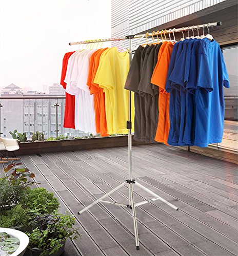 exilot Foldable Portable Space Saving Clothes Drying Rack, Heavy Duty Stainless Steel Laundry Drying Racks, Adjustable High Capacity Garment Rack, with Windproof Hooks.