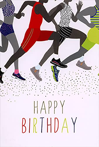 Pictura Four Racing Runners : Gold Foil Dots Birthday Card