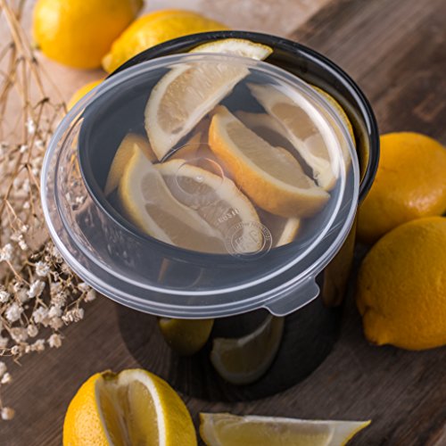 Carlisle FoodService Products Classic⢠Round Storage Container with Lid, 1.2 Quart Crock, Black