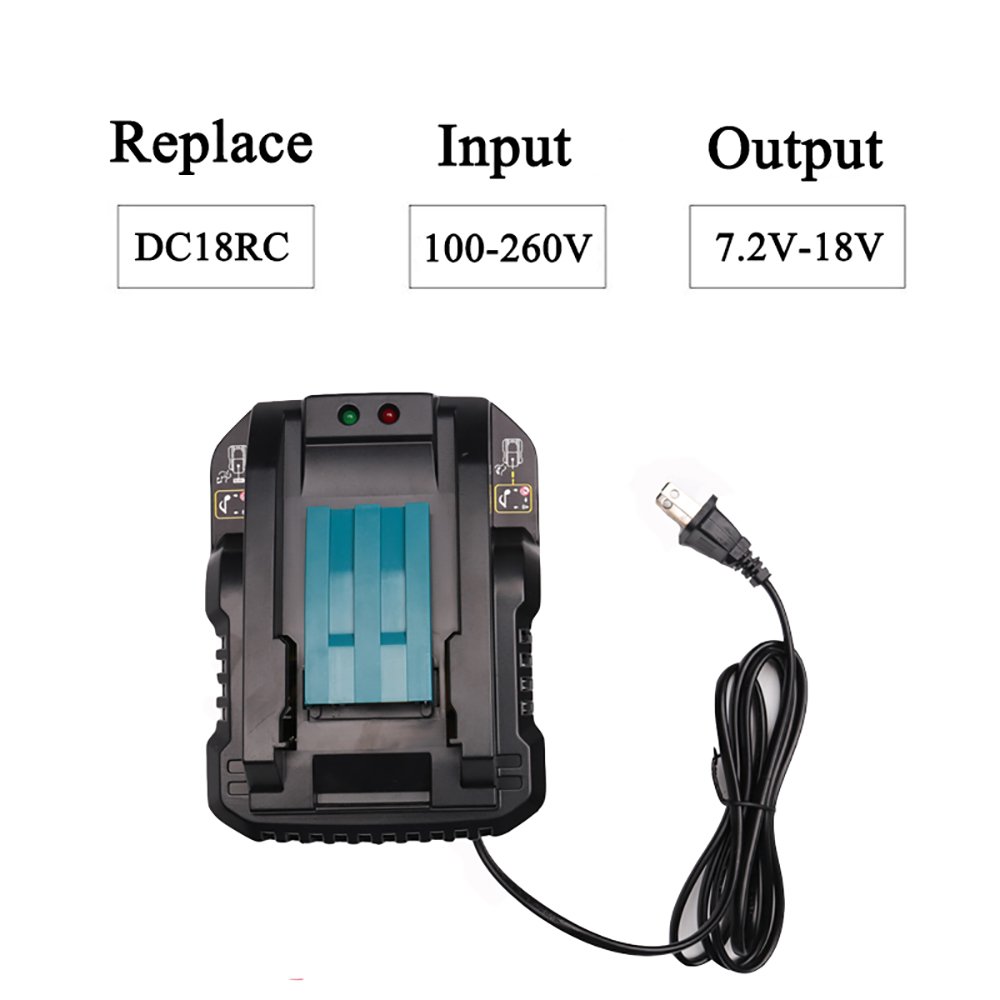 4A DC18RC Li-Ion Battery Charger for Makita 14.4V &18V Lithium-Ion Battery Power Supply for BL1830 BL1840 BL1850 BL1815 BL1430 Power Tools (4A)