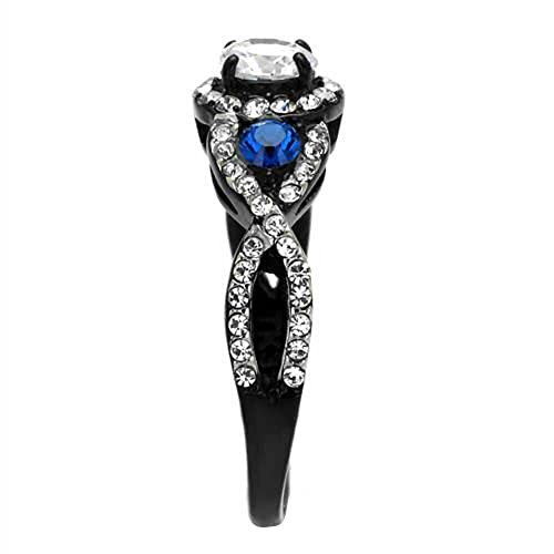 3.00 Ct Round Cut Blue Sapphire & Diamond Engagement Wedding Women's Ring 14k Black Gold Finish (9)