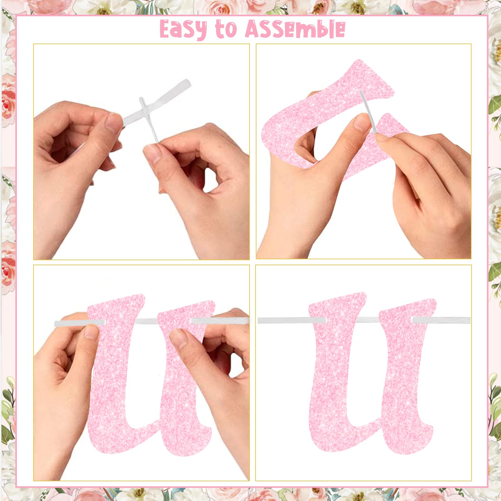 Sursurprise Princess 4th Birthday Party Decorations, Four Ever A Princess Banner Pink Gold for Girls, Princess Themed 4 Years Old Birthday Party Supplies