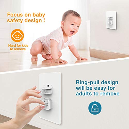 50 Pack Outlet Covers Baby Proofing with Hidden Ring-Pull Handle, Original Design 2-Prong & 3-Prong Outlet Covers Child Proof, Plug Protector Guards Against Shocks | Easy Installation