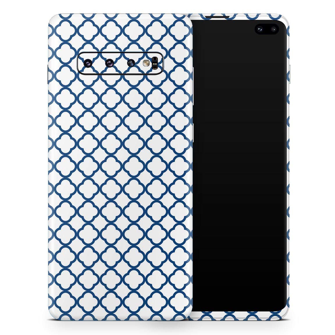 DesignSkinz Navy & White Seamless Morocan Pattern V2 Protective Vinyl Decal Wrap Skin Cover Compatible with The Samsung Galaxy S20 (Screen Trim & Back Glass Skin)