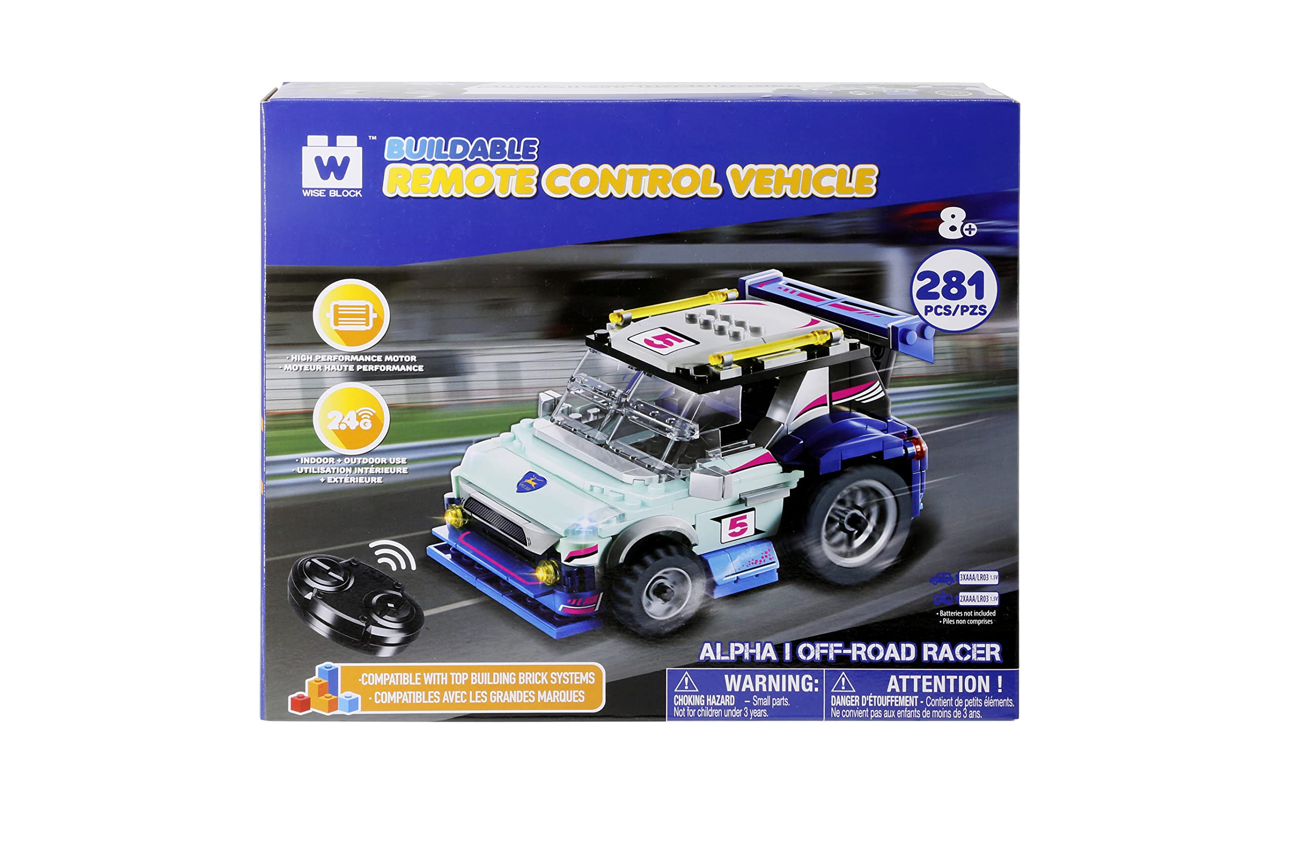 Wise Block Radio Control RC Building Set - 2.4GHz - Off-Road Racer - 289 Piece Kit - Compatible with Lego and Other Leading Brands (US389105)