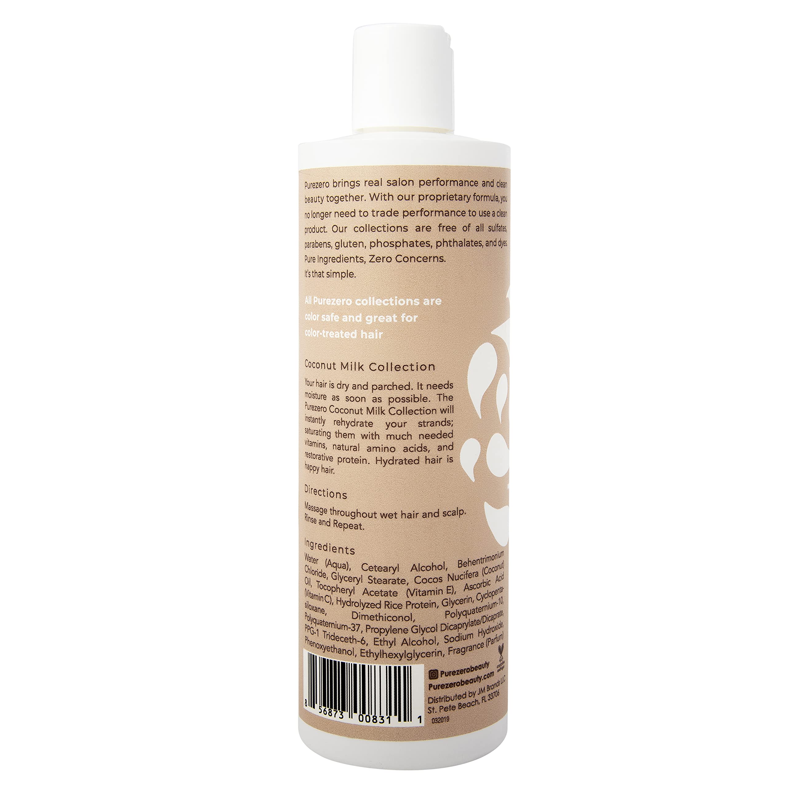 Purezero Coconut Milk Shampoo & Conditioner Set - 100% Vegan & Cruelty Free - Intense Hydration & Increase Shine - Zero Sulfates, Parabens, Dyes - Fight Dandruff & Frizz