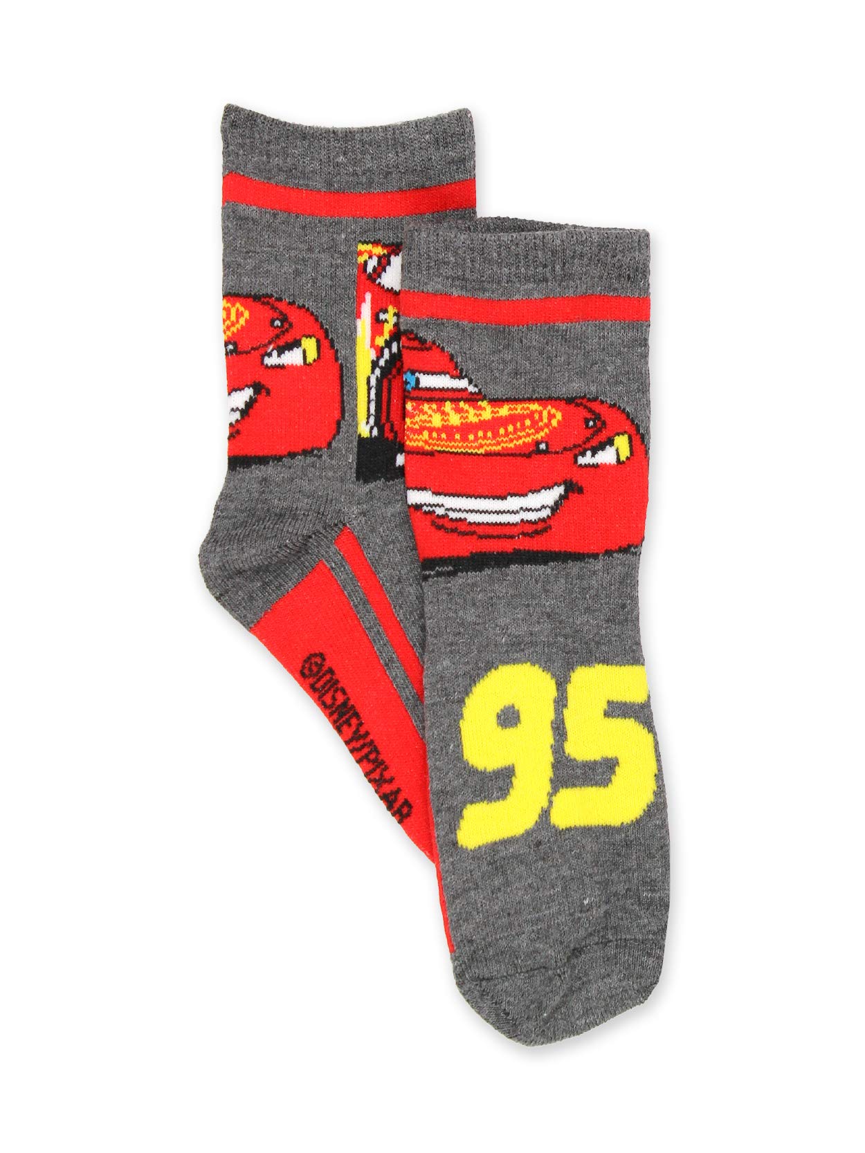 Disney Cars 3 Boys Toddler 5 pack Crew Socks (Shoe: 7-10 (Sock: 4-6), Grey/Multi Crew)