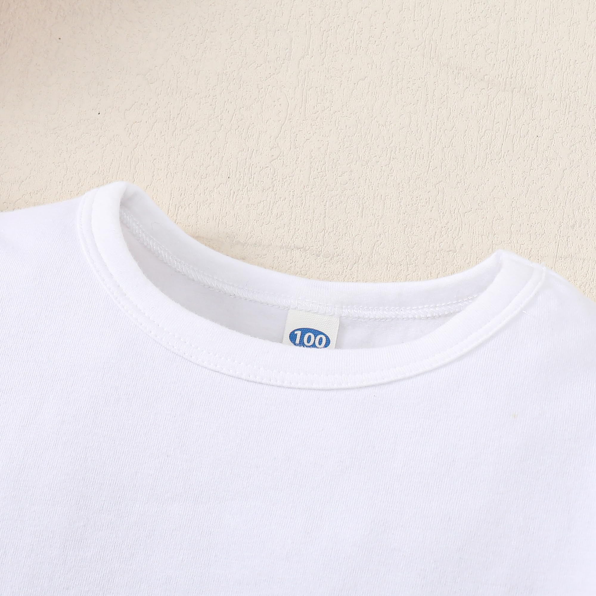 LYSMuch Toddler Baby Girls Long Sleeve Ruffle T Shirt Kids Casual Plain Solid Top Blouse T-Shirt Undershirt (White, 4-5T)