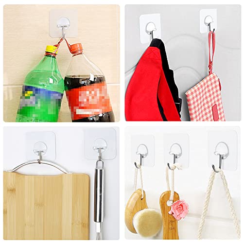 FOTYRIG Adhesive Hooks Sticky Hooks for Hanging Heavy Duty Wall Hangers Without Nails 15lb(Max) 180 Degree Rotating Seamless Stick on Wall Hooks Bathroom Kitchen Office Outdoors-10 Packs