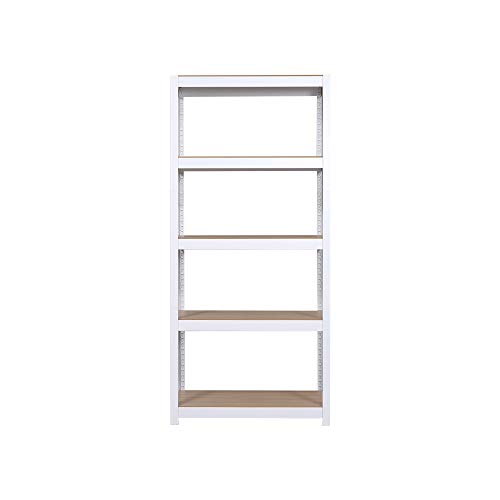 Kepsuul 4 Shelf Heavy Duty Customizable Adjustable Tier Modular Tall Metal Shelving and Storage for Garage, Kitchen, Pantry, Closet, Office, Bedroom 32.1" W X 16.4" D X 76.9" H - White