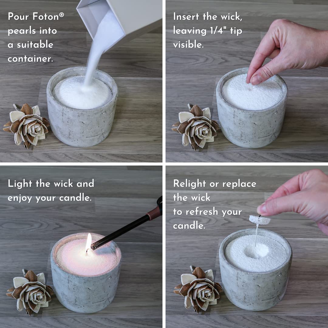 Foton Pearled Candle Bestsellers Gift Scented Bundle 18oz 4-Pack β Non Toxic Luxury Long Lasting Powder Candles - Lasts up to 120 Hours - Refillable Candle Sand with 30 Wicks for Candle Making