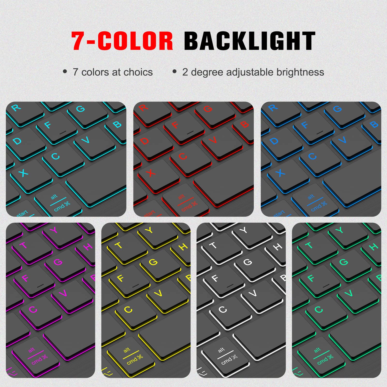 Fintie Keyboard Case for Samsung Galaxy Tab S8/Tab S7 11 Inch (Model SM-X700/X706/T870/T875/T878), Slim Stand Cover w/Detachable Wireless Bluetooth Keyboard, 7 Color Backlight, Black