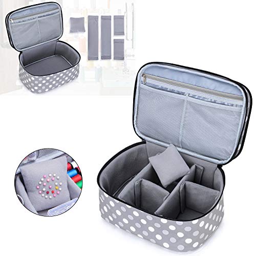 Luxja Double-Layer Sewing Accessories Organizer, Sewing Supplies Organizer for Needles, Thread, Scissors, Measuring Tape and Other Sewing Tools, Large/Polka Dots