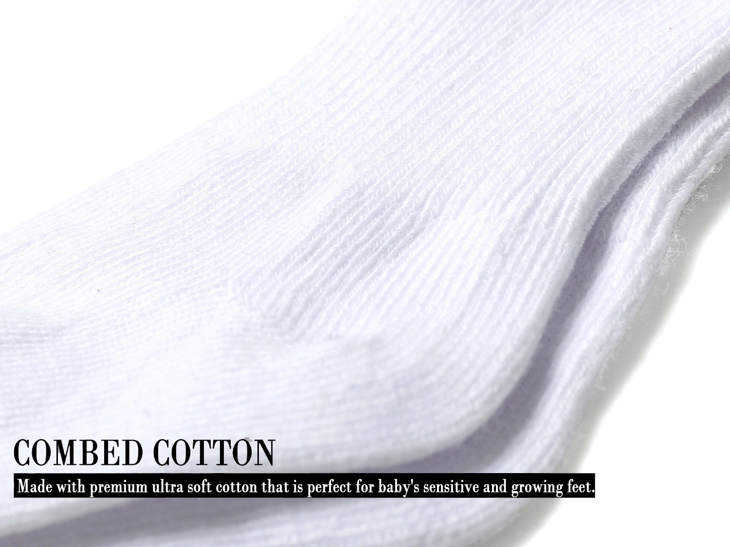 EPEIUS Unisex-Baby Socks Newborn Girl Seamless Turn Cuff Socks Cotton Rich Baby Boy Booties Socks White 6 Pair Pack,0-3 Months