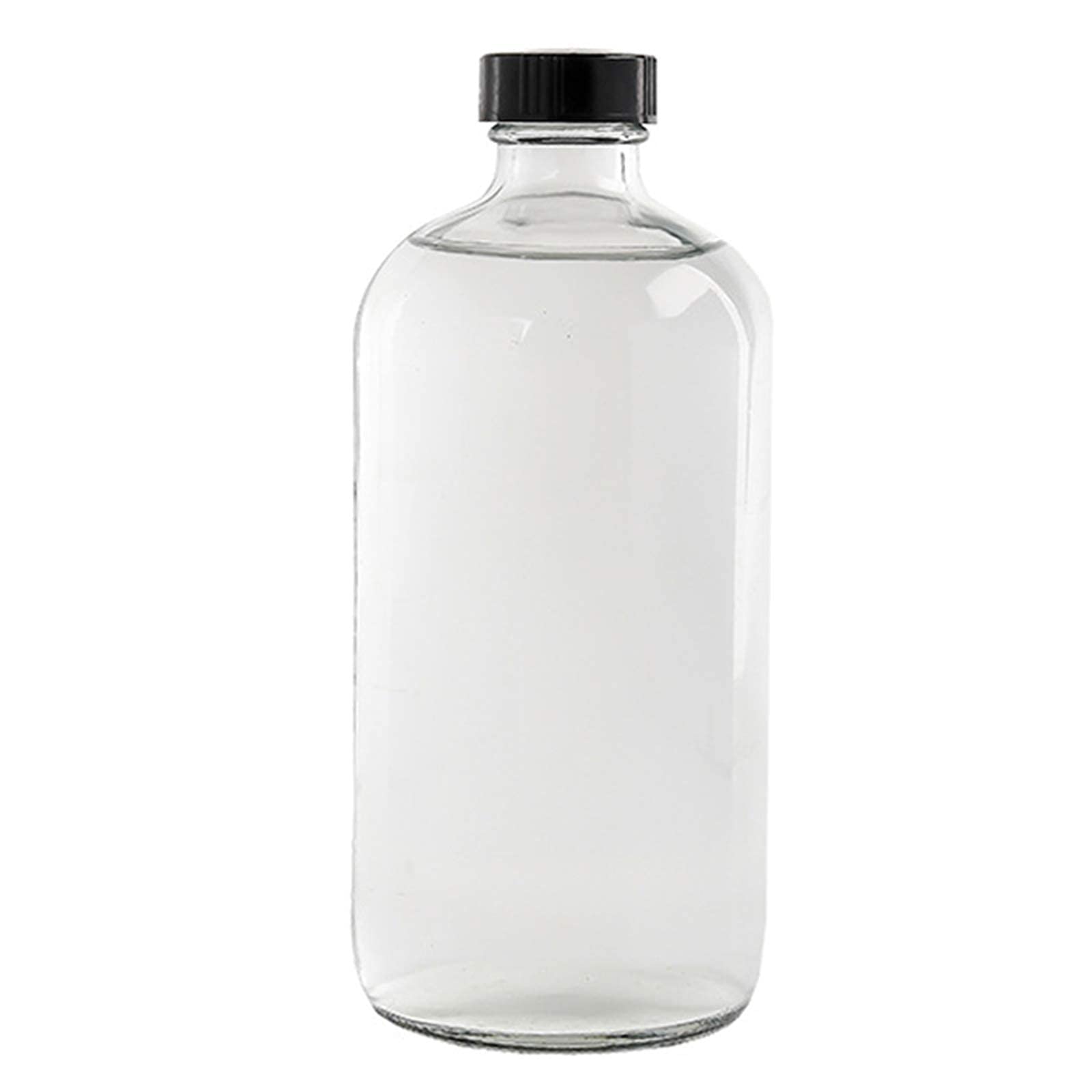 Yarlung 4 Pack 16 Oz Glass Pump Bottles, Clear Refillable Containers Glass Soap Dispenser for Essential Oils, Lotions, Cleaning Products, 4 Black Caps 6 Labels
