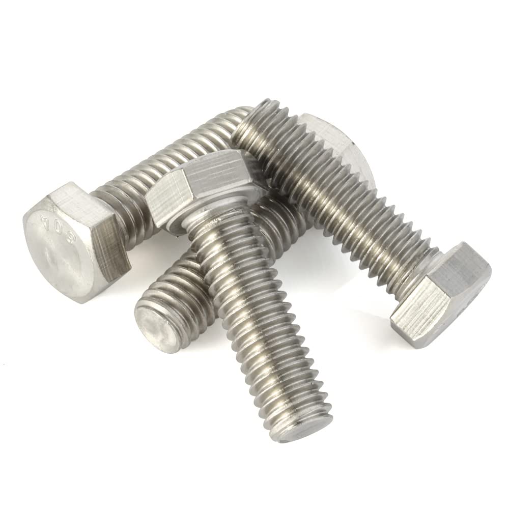 M8-1.25 x 25mm Hex Head Bolts Hexagon Screws, 304 Stainless Steel 18-8, Plain Finish, Fully Threaded, 25 PCS