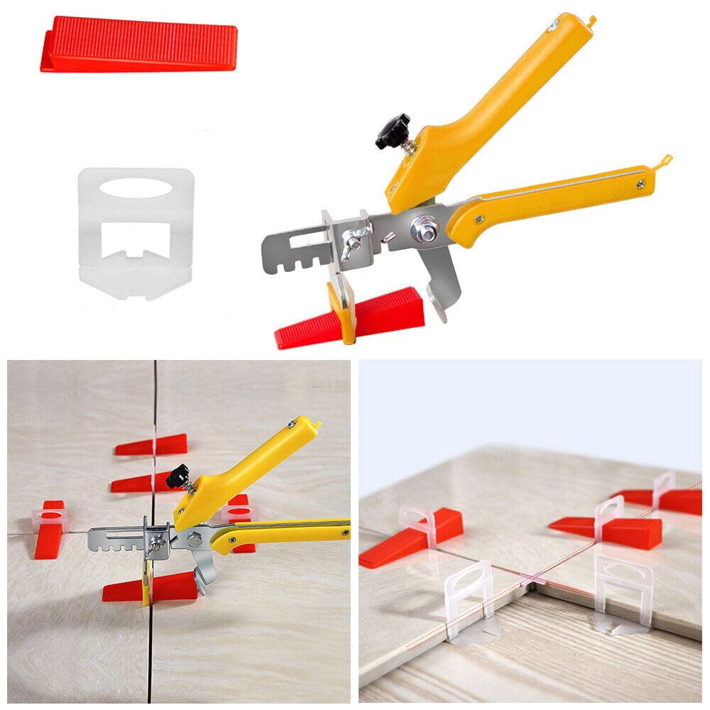 401 PCS Tile Leveling System with Tile Plier Kit, 300 PCS Tile Spacers Clips and 100 Pcs Reusable Wedges Tile Tools for Professional Stone Installation (1/16” Tile Spacers)