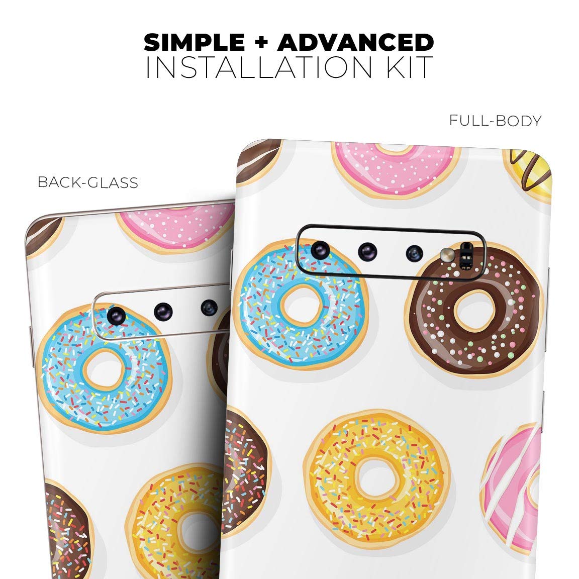 DesignSkinz Yummy Colored Donuts Protective Vinyl Decal Wrap Skin Cover Compatible with The Samsung Galaxy S20 (Screen Trim & Back Glass Skin)