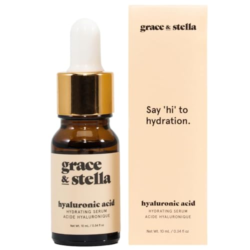 grace & stella Award Winning Hyaluronic Acid Serum (50ml/1.7 fl oz) Hyaluronic Acid Serum for Face - Acido Hialuronico Face Serum for Women - Hydrating Serum Remove Fine Lines, Wrinkles - Anti Aging