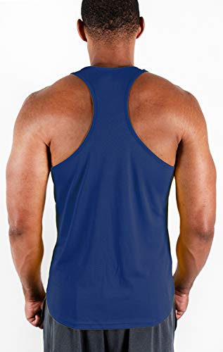 DEVOPS 3 Pack Men's Y-Back Dri Fit Muscle Gym Workout Tank Top (3X-Large, Black/Navy/Blue)