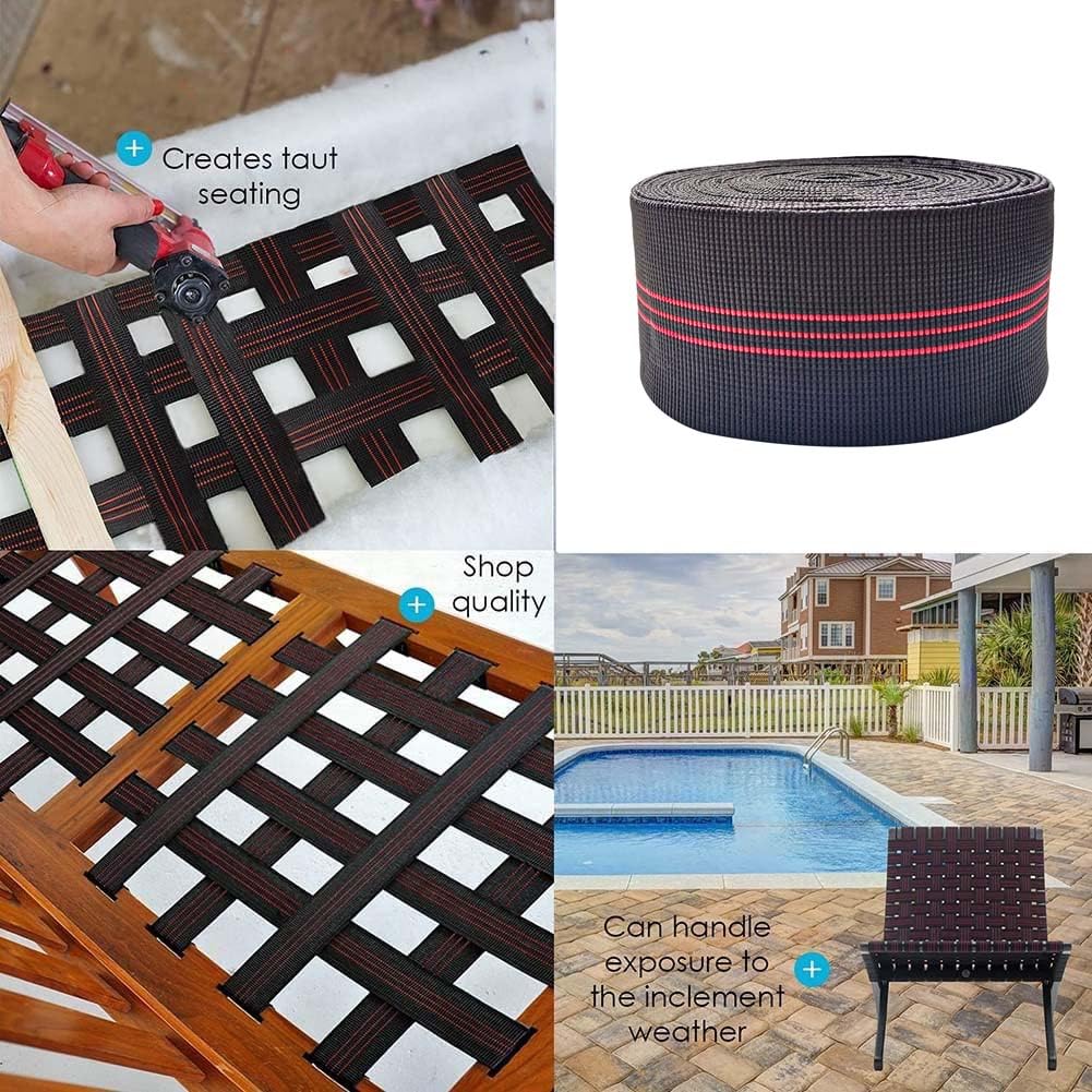 40ft Upholstery Elastic Webbing,Two Inch (2") Wide Stretch Latex Band for Furniture Sofa, Couch, Chair Repair Modification (5cm Black)