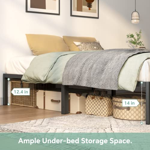 FEMOND Twin Bed Frame, 14 Inch Metal Bed Frame Platform with Storage, Noise Free, Heavy Duty Steel, No Box Spring Needed, Anti-Slip, Easy Assembly (Max Load: 1000lb)