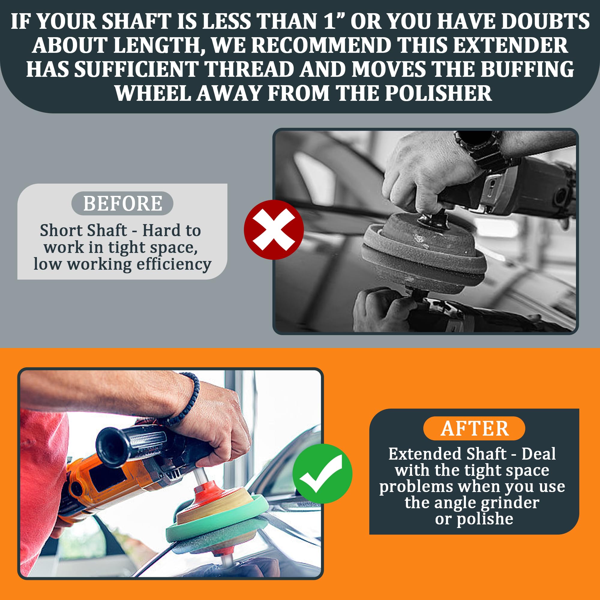 Airway Buff Extender, 2ββ Aluminum Airway Buffing Wheel Extension Shaft for Aluminum Wheel Polishing Kit, Angle Grinder Extension Rod, Buffing Machine Accessories