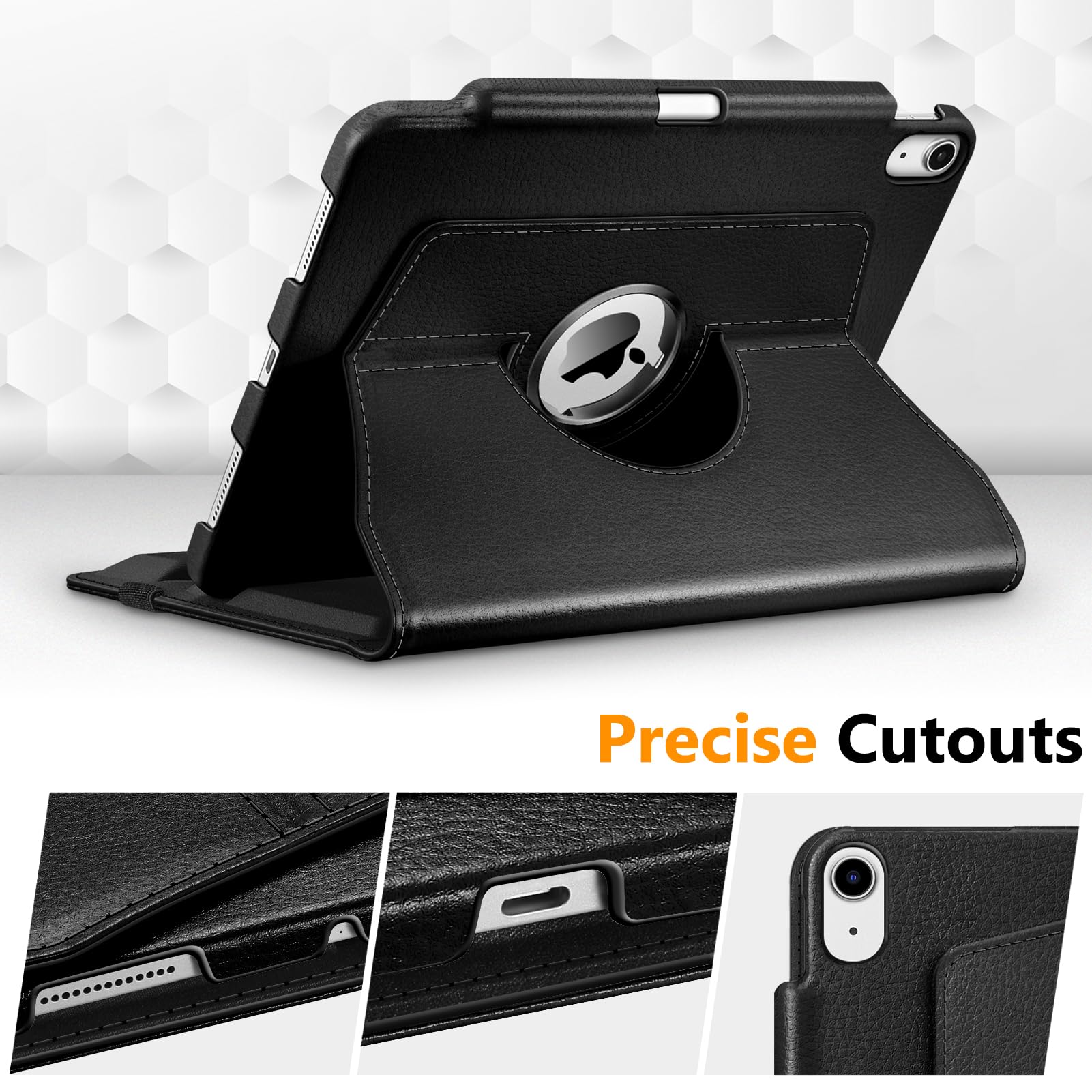 Fintie Rotating Case for iPad Air 11-inch M2 (2024), iPad Air 5th / 4th Generation (2022/2020) 10.9 Inch with Pencil Holder - 360 Degree Rotating Protective Stand Cover, Black