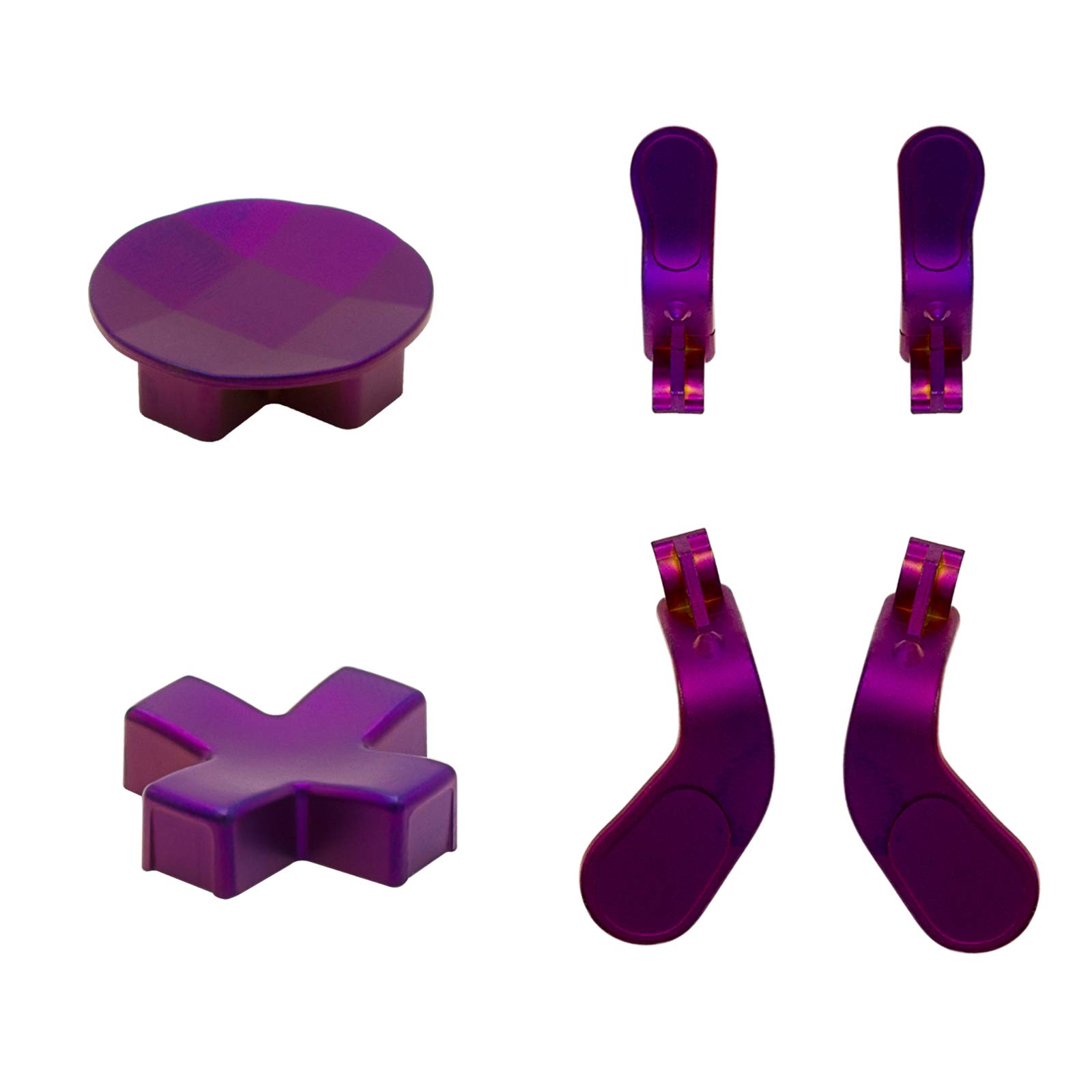 4 pcs Trigger Paddles and 2 Interchangeable D-Pads Metal Stainless Steel Replacement Parts for Elite Series 2 and Xbox one Elite Controllers(Purple)