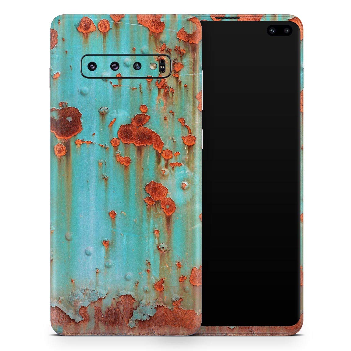 DesignSkinz Teal Painted Rustic Metal Protective Vinyl Decal Wrap Skin Cover Compatible with The Samsung Galaxy S20 (Screen Trim & Back Glass Skin)