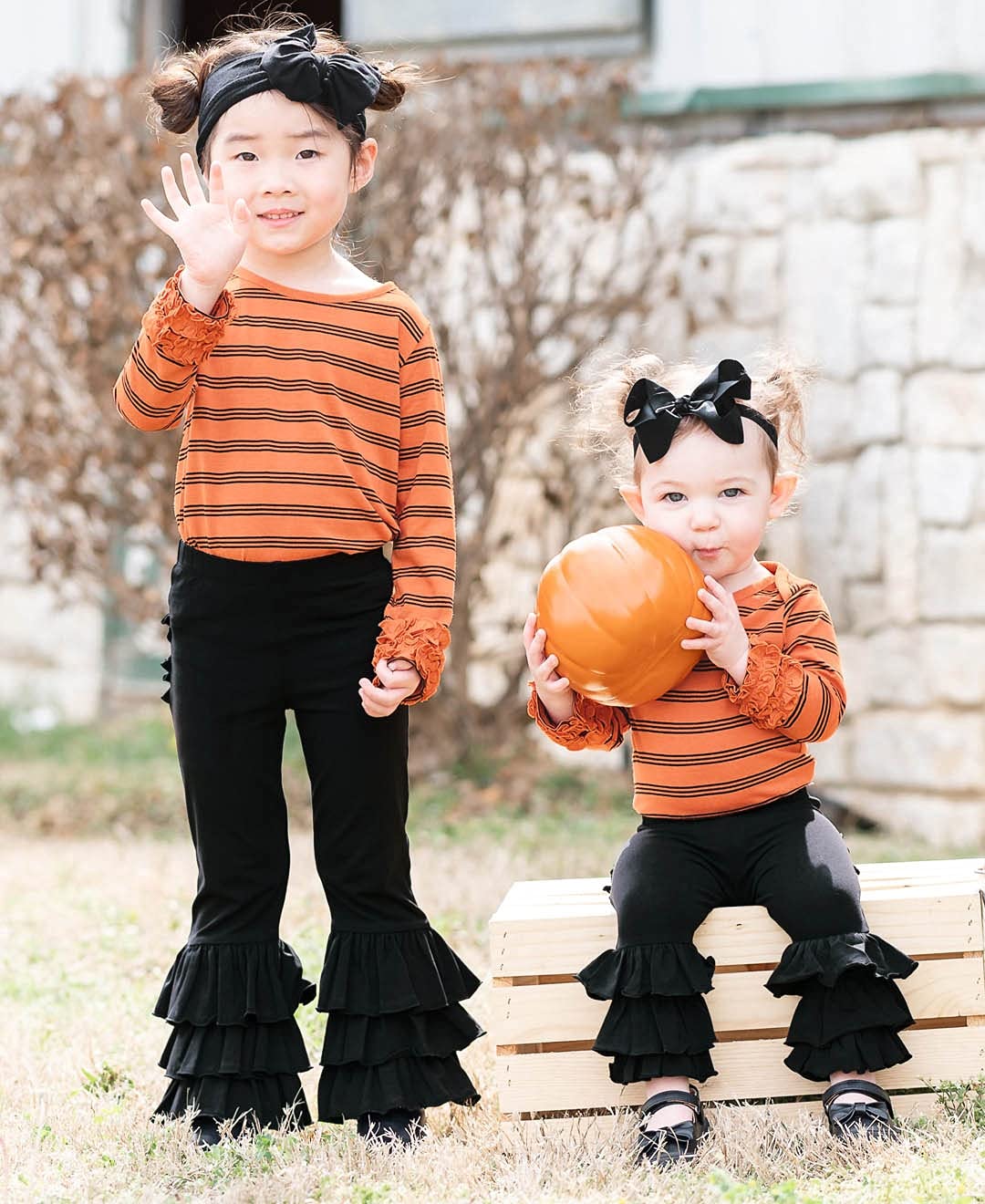 Black Ruffle Pants - 6-12m