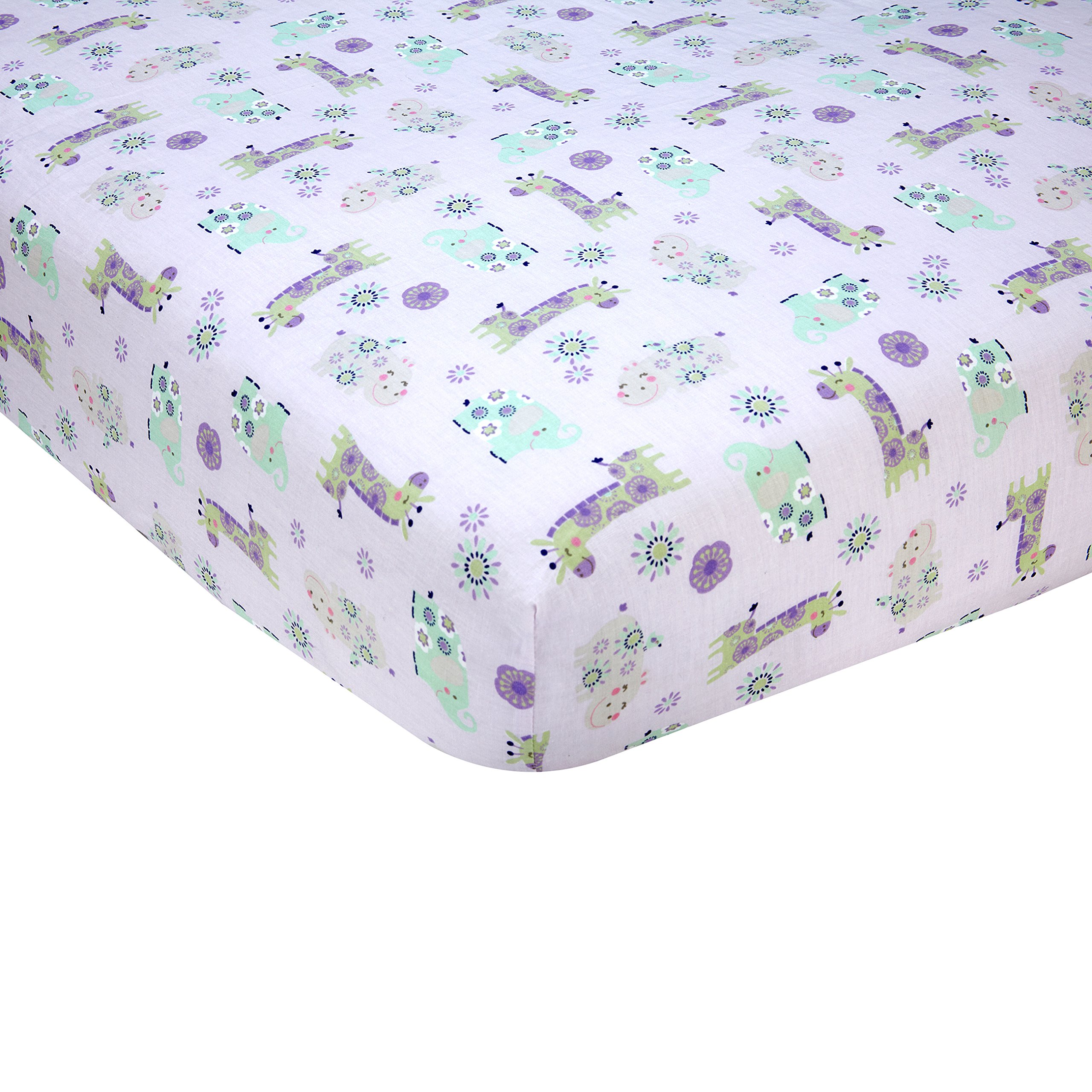 Carter's Zoo Jungle/Safari 4 Piece Nursery Crib Bedding Set, Lavender/Aqua/White