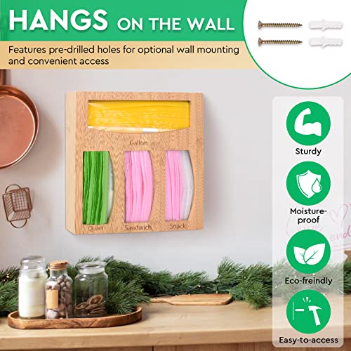 aanch Bamboo Ziplock Bag Organizer for Kitchen Drawer, Easy to use Baggie Storage Organizer, Compatible with Gallon, Quart, Sandwich and Snack