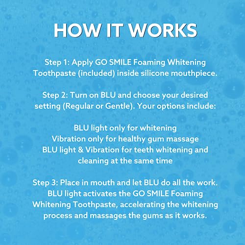 GO SMILE BLU Foaming Whitening Toothpaste for Blue-Light Toothbrushes, Light Activated Stain Removal & Enamel Whitening Formula to Freshen Breath & Clean Teeth Without Sensitivity, Mint Flavor 2.3 oz