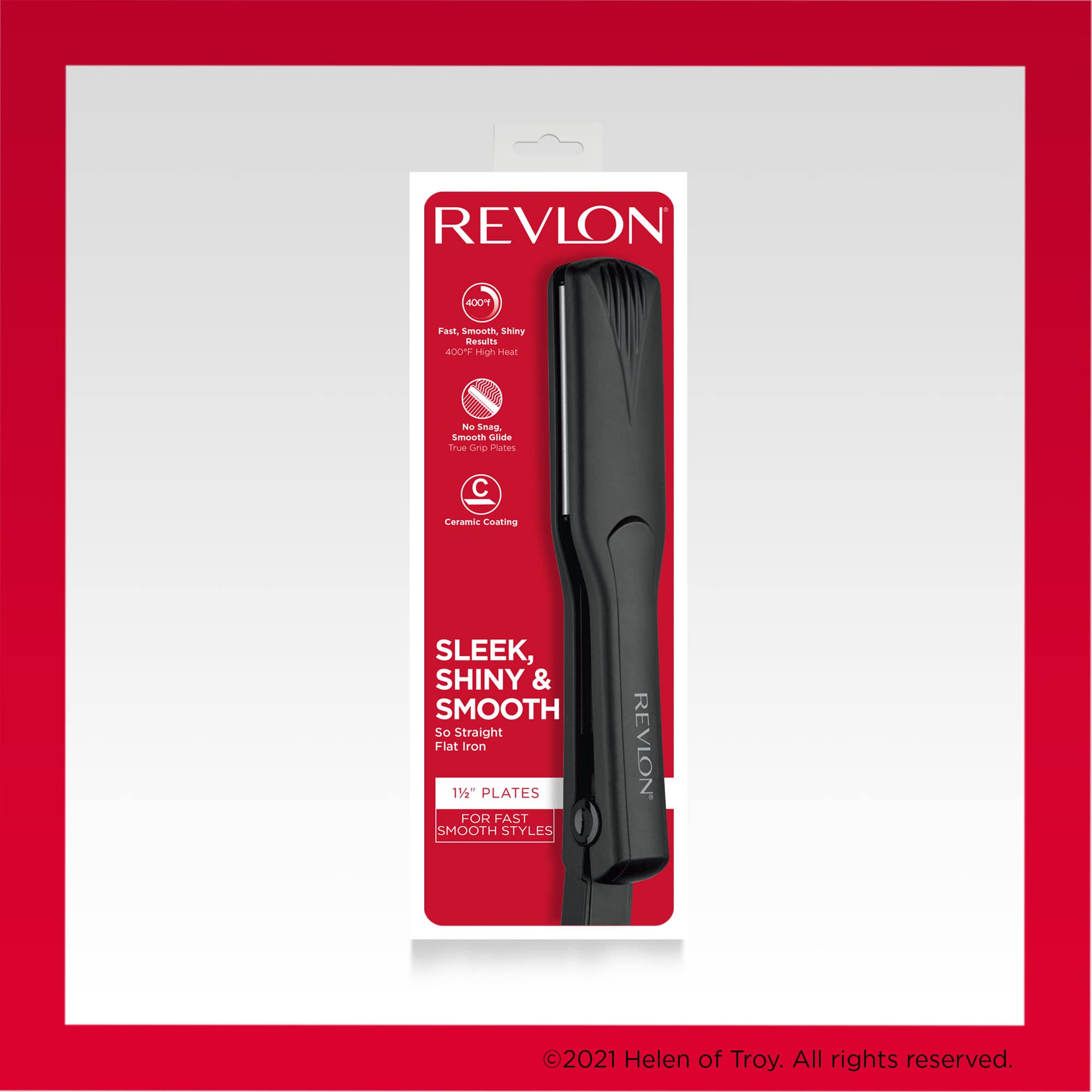 Revlon Smooth and Straight Ceramic Flat Iron | Fast Results, Smooth Styles,1.5 Inch (Pack of 1)