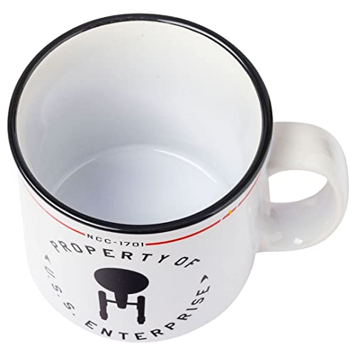 Silver Buffalo Star Trek NCC-1701 Property of The USS Enterprise Ceramic Camper Style Coffee Mug, 20 Ounces