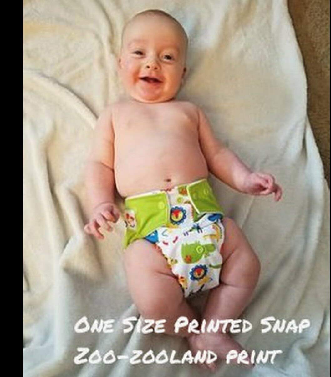 KaWaii Baby One Size Printed Snap Cloth Diaper, Leakproof Washable Reusable Newborn to Toddler Unisex Pack of 20