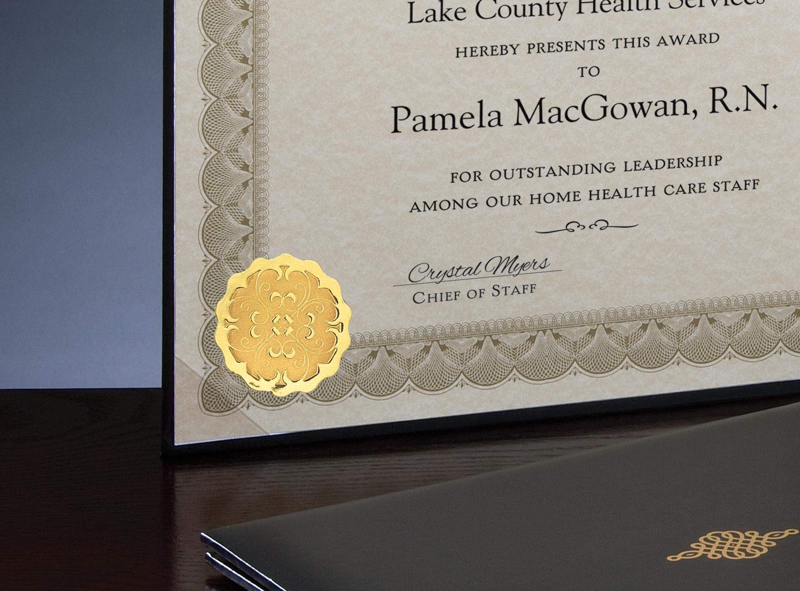 PaperDirect Gold Scalloped Embossed Foil Certificate Seals, 32 Count