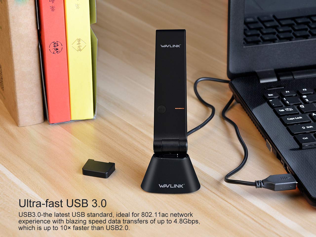 USB3.0 Wireless Adapter,Wavlink 1300Mbps Dual Band USB Wi-Fi Network Adapter with USB Extension Cradle, 802.11AC Network LAN Card 2.4G/400Mbps + 5G/867Mbps, WPS for PC Desktop Windows Mac OS X