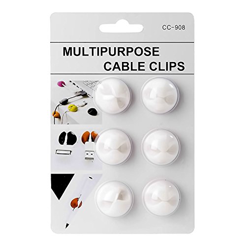 Convenient Cable Clips β Sticky, Compact Cable Holders for Cord Organization β Cord Keepers with 3M Strong Adhesive Backing for Organizing Power Cables, Phone Chargers, USB Cables & More β 6 Pack