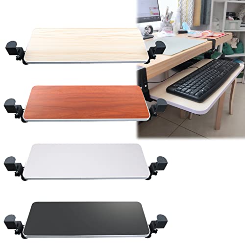 4 Colours Wooden Keyboard Tray Under Desk Storage - Clamp-On - Sliding Keyboard Shelf - Desk Extender Elbow Arm Support, Easy Installation, Ergonomic for Typing/Gaming