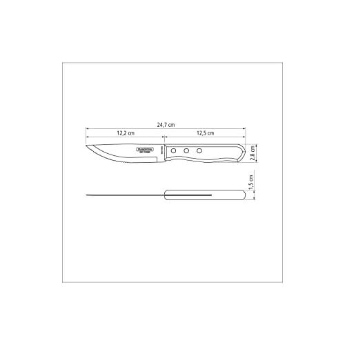 Tramontina 5” Jumbo Steak Knives Set of 4, Sharp Knife with Wooden Handle, Camping, Kitchen, Rustic, 22399079