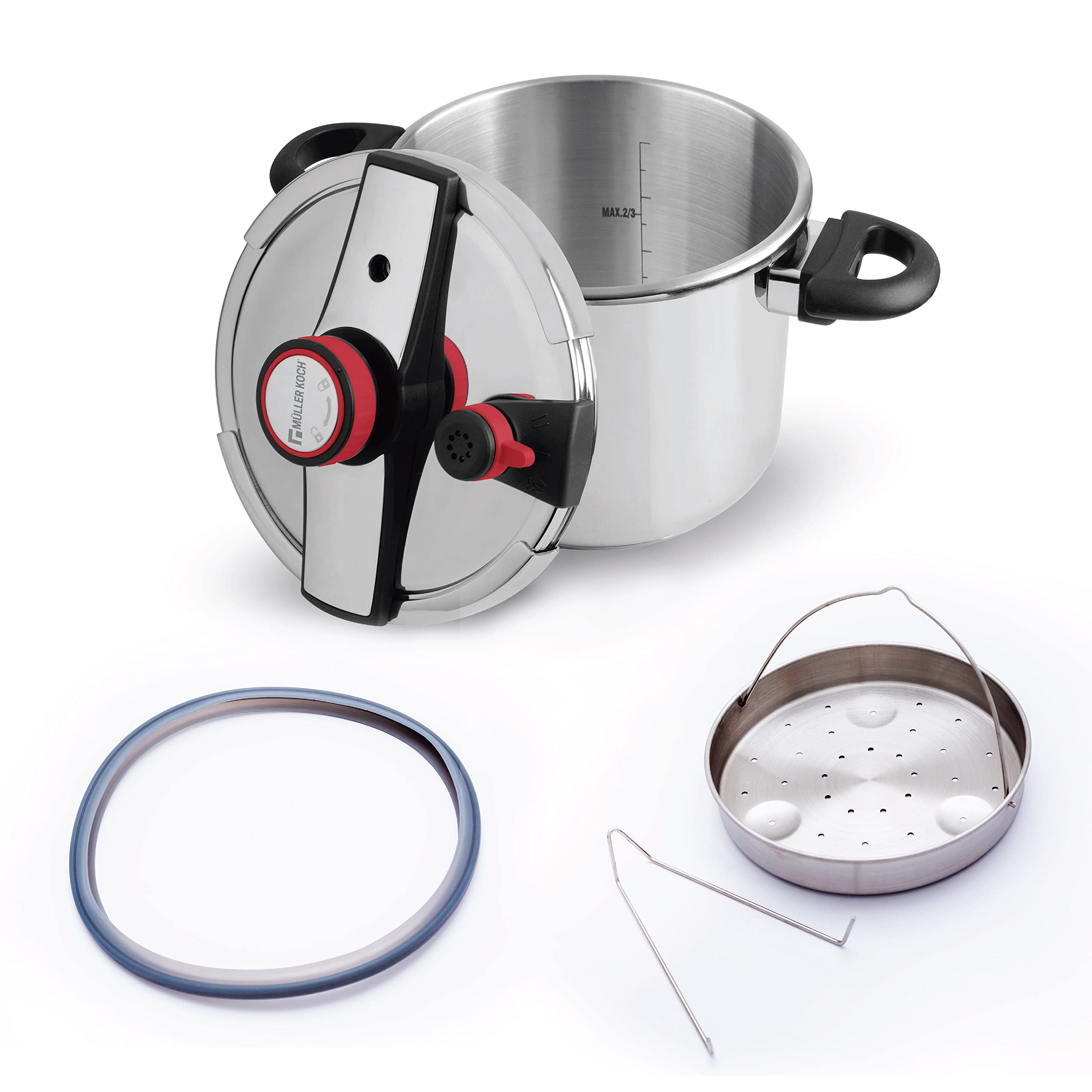 Müller Koch MK-5027 Pressure Cooker 6L Stainless Steel Induction (6.3 Quarts)